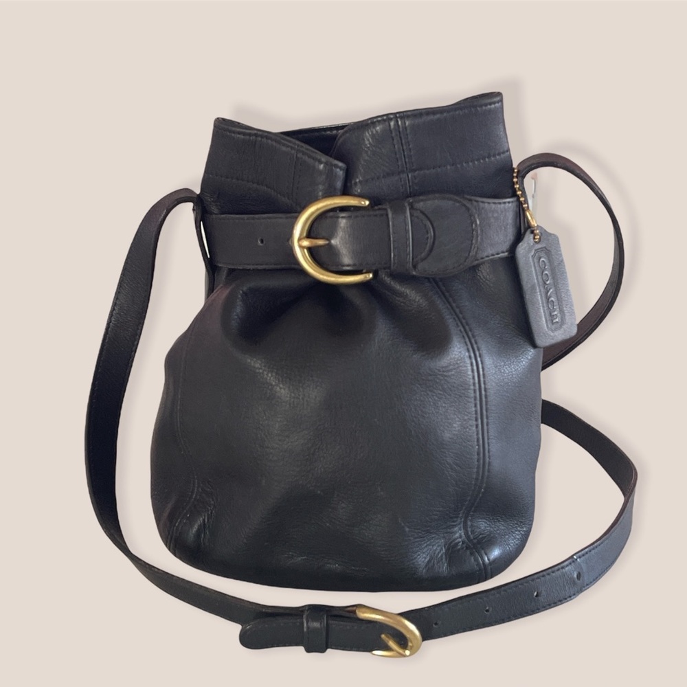 Vintage Coach Duffle Bag Black Belted Made In Usa - Gem